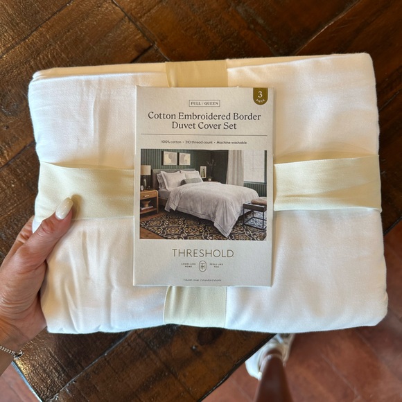 Threshold | Bedding | Threshold Cotton Embroidered Border Duvet Cover ...